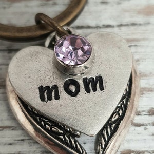Mom Angel Wing Keychain, Mom Memorial Gift With Birthstone, in Memory ...