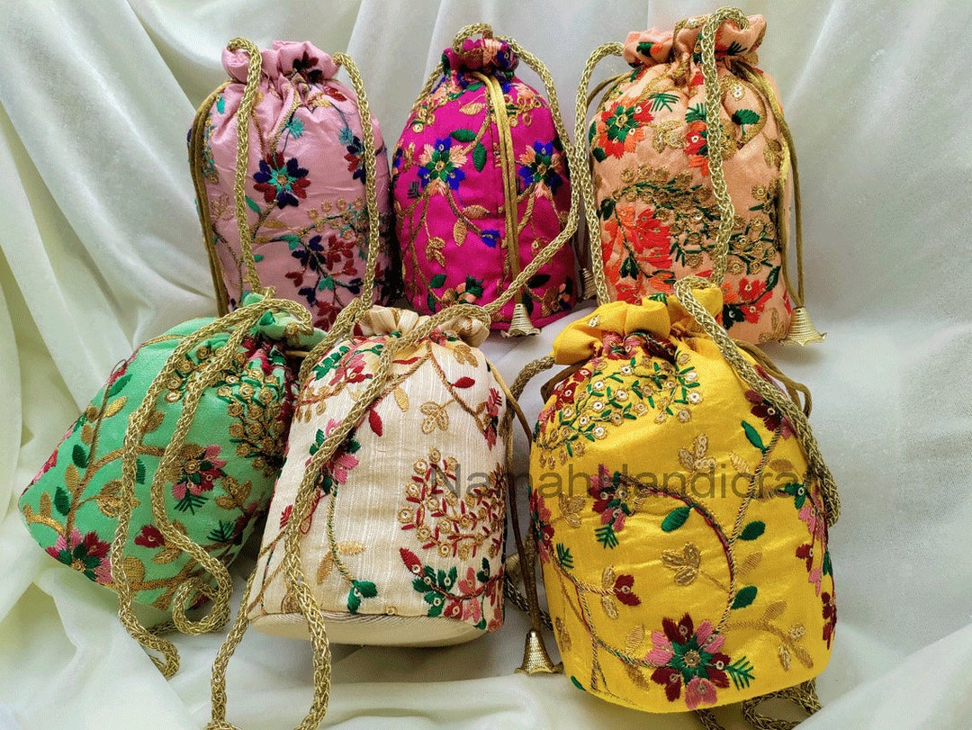 Wholesale Lot of 100 Indian Handmade Women's Embroidered Potli Purse ...