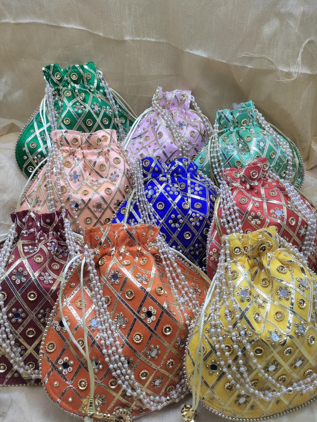 Embroidered Silk Potli Bags (100 Pcs): Indian Wedding Favor Handbags - Etsy