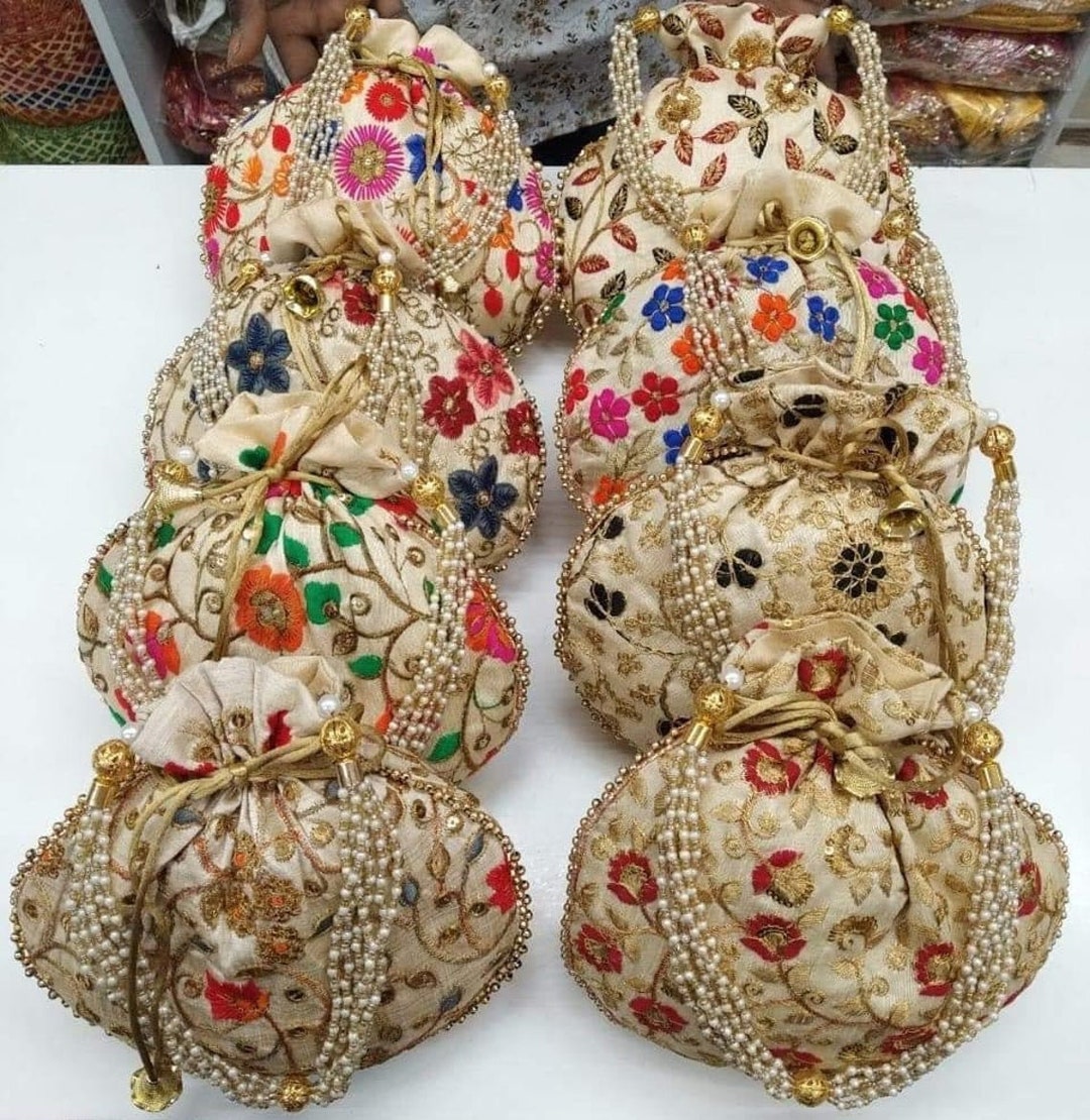 Lot of 25 Pcs Indian Handmade Women's Embroidered Clutch Purse Potli ...