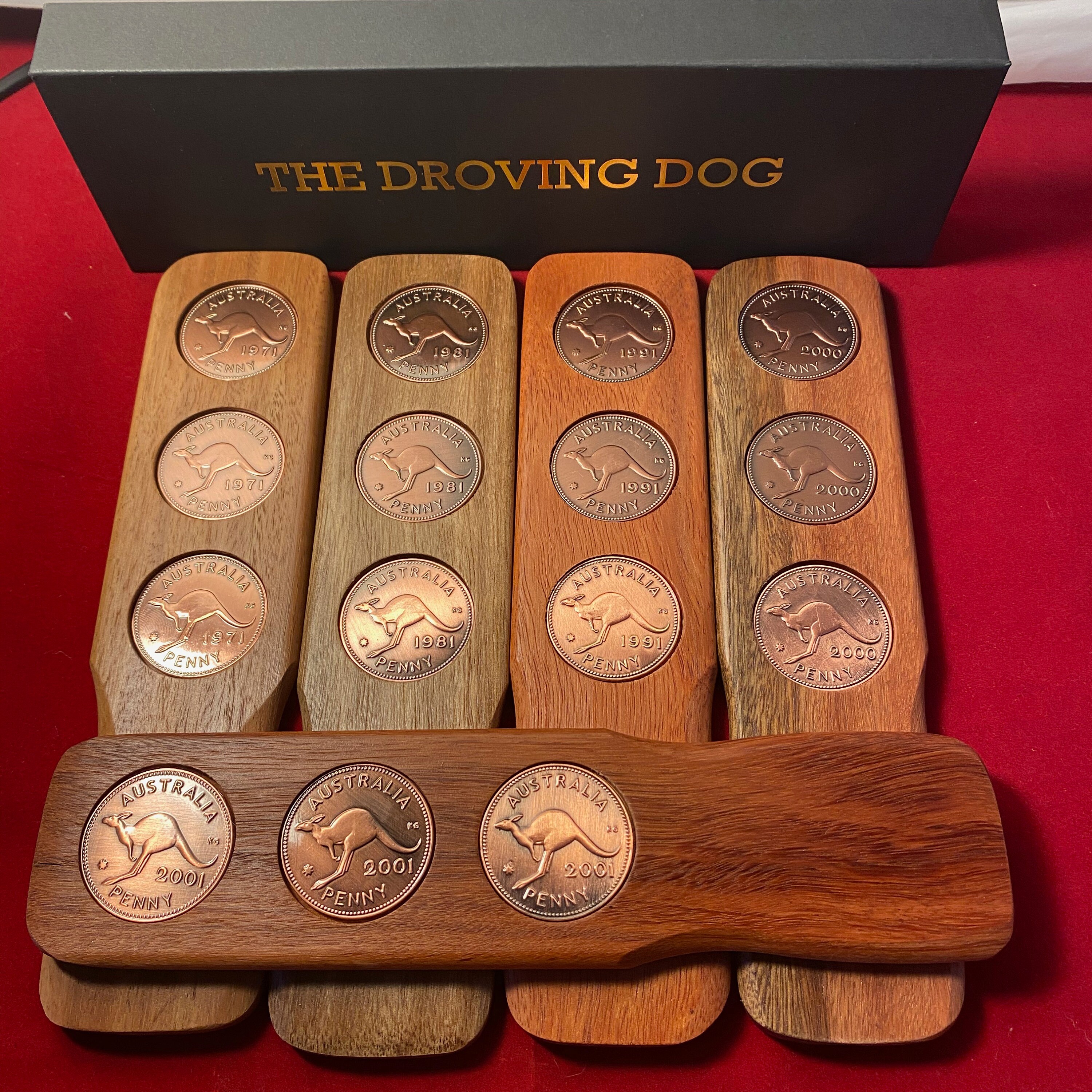 Anzac Day Two-up Game Set Australian Pennies Hardwood Kip and Kangaroo ...