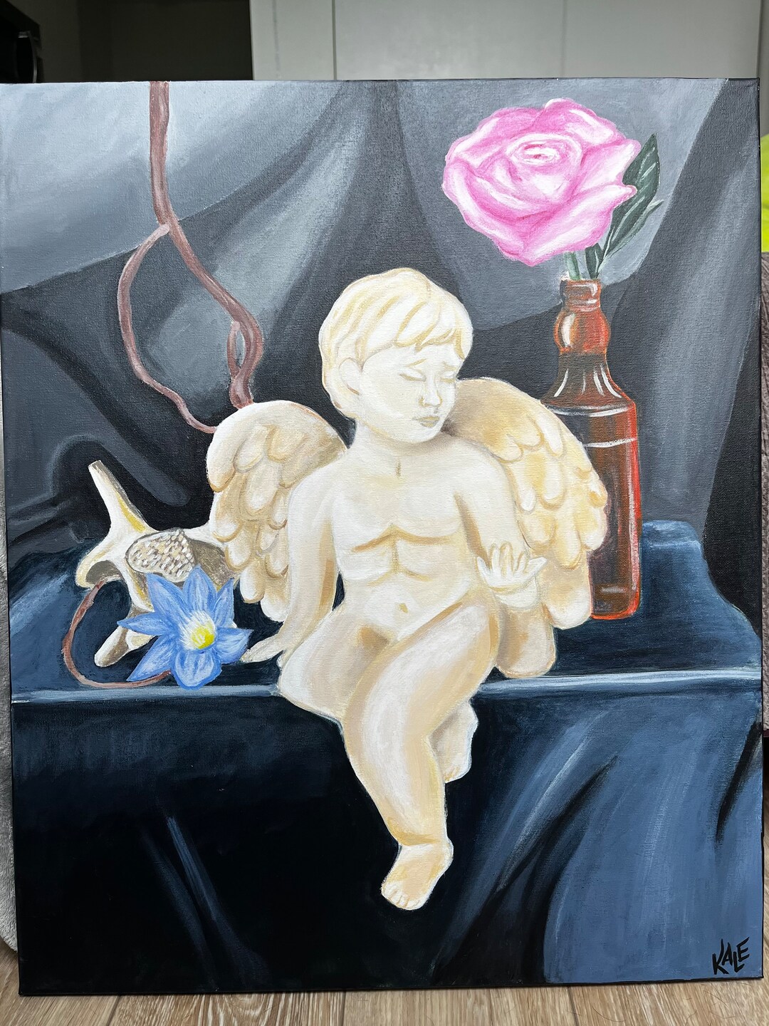 Flowers, Cherub, and Bone Still Life Original Painting - Etsy