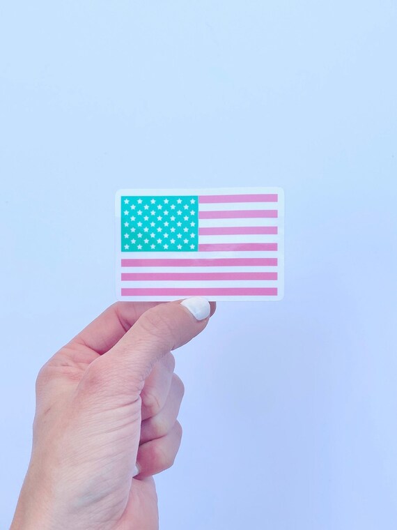 USA Flag Sticker American Flag Decal Patriotic Pastel - Etsy