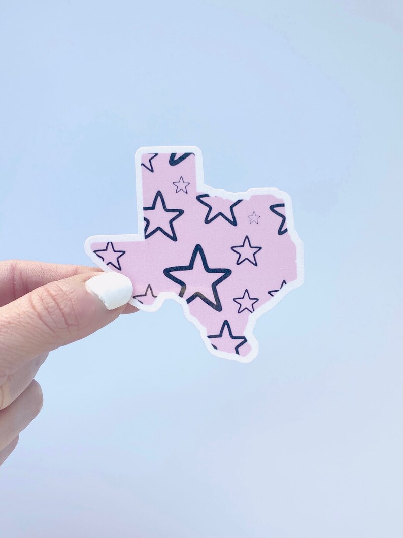 Pink Texas State Sticker Black Stars - Etsy