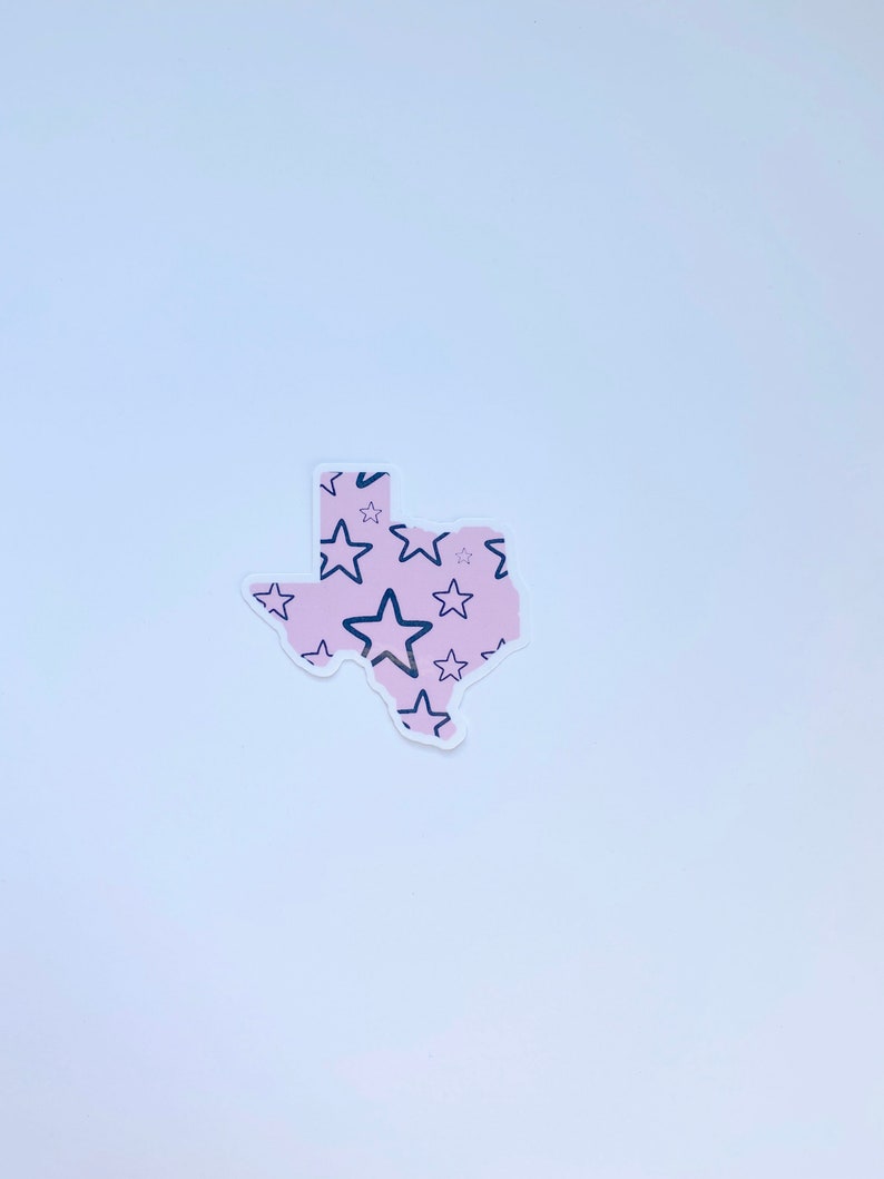 Pink Texas State Sticker Black Stars - Etsy