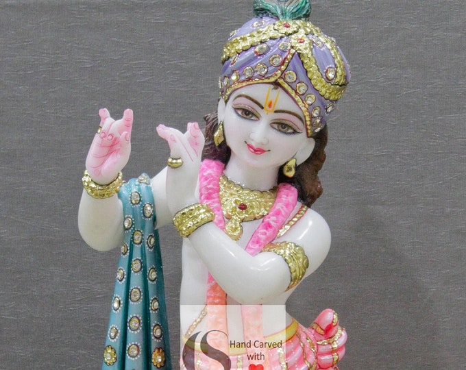 White Marble Krishna Statue, Beautiful Krishna Statue, Krishna Statue ...