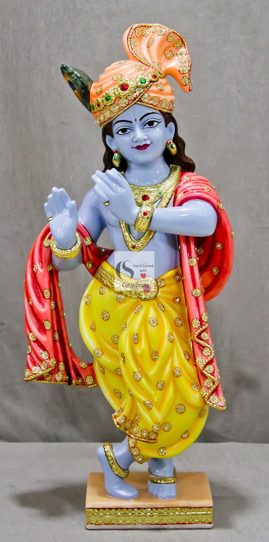 Blue Color Krishna Statue From Coral Crafts, Hand Carved Krishna Statue ...