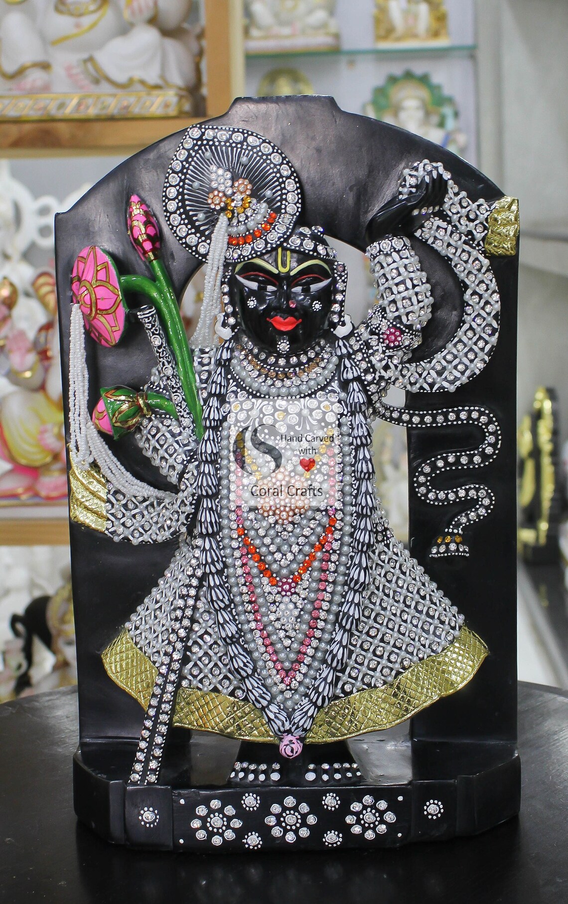 Shrinath Statue Made From Black Stone Beautiful Shrinath - Etsy