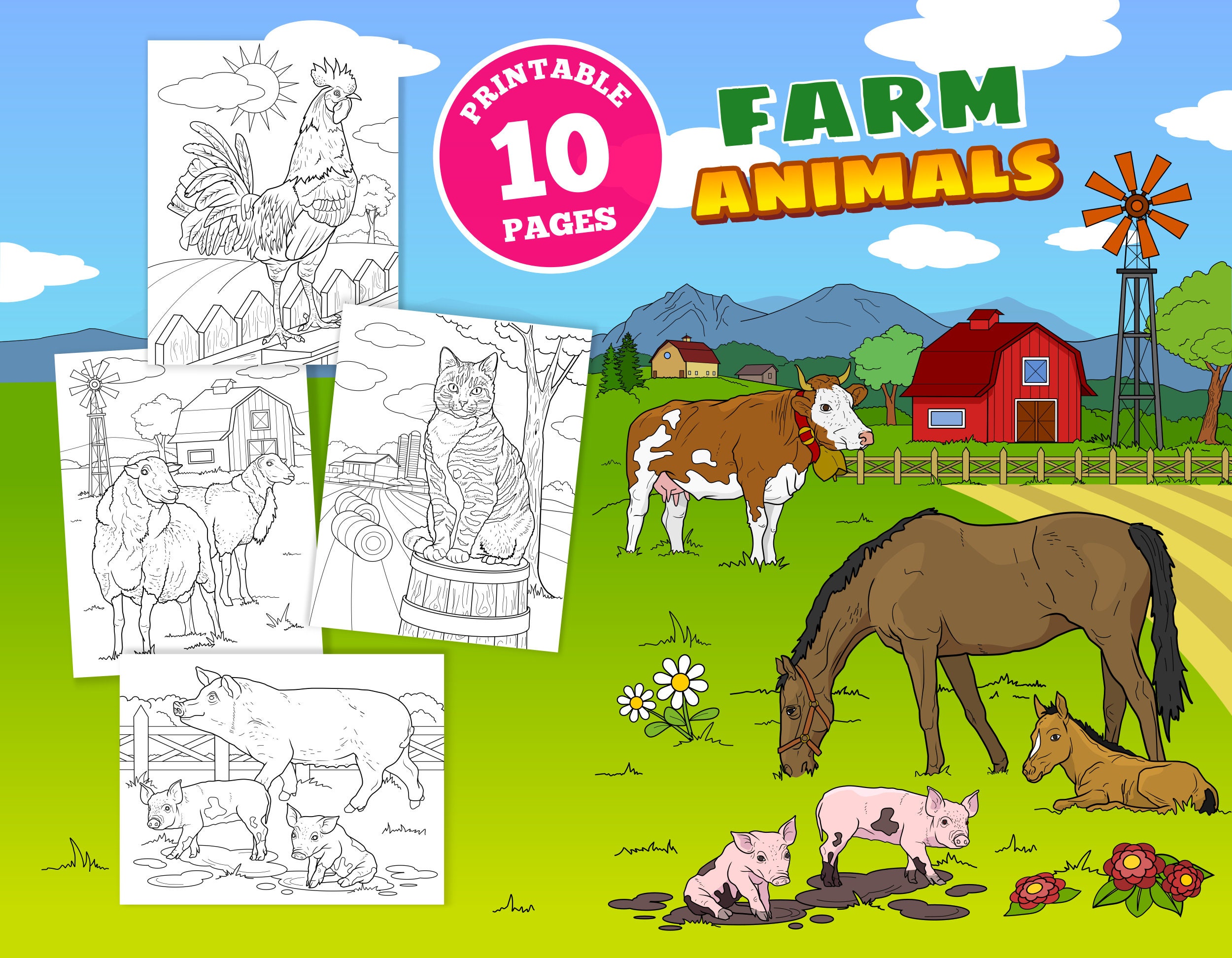 Coloring Pages Kid Farm Animal