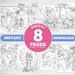 8 Printable Digital Coloring Pages for Kids, Jungle Animals, Unique ...