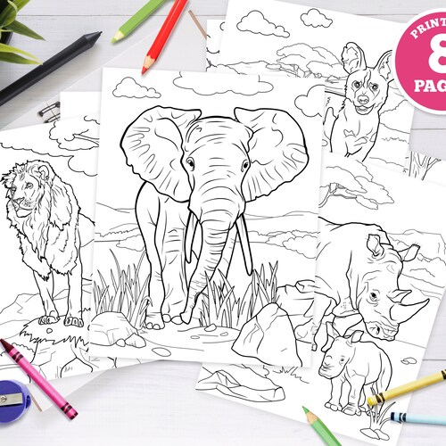 Safari Scene Coloring Pages