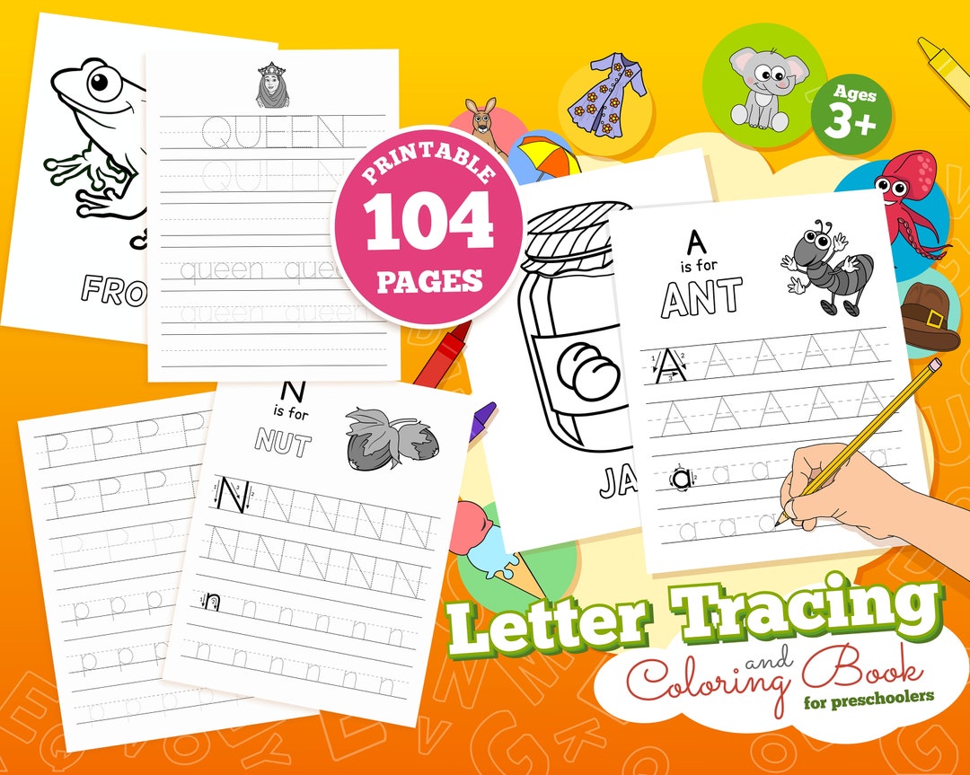Letter Tracing and Coloring Book for Preschoolers, Activity Workbook ...