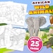 25 Printable Digital Coloring Pages for Kids, African Wild Animals ...