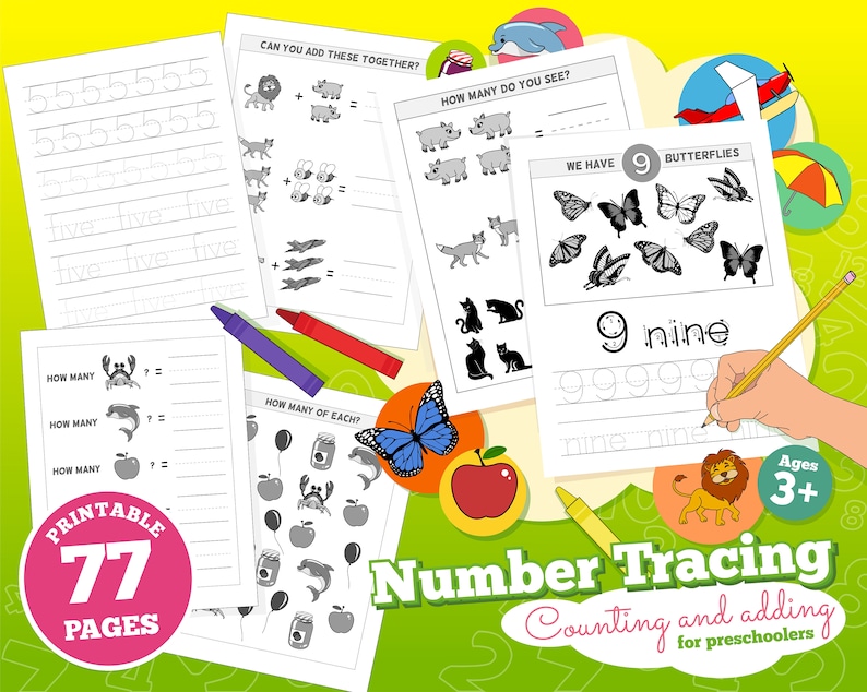 Number Tracing Counting and Adding for Preschoolers and Toddlers PDF, 0 ...