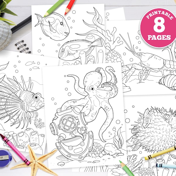 Sea Life Drawing - Etsy