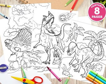 8 Printable Digital Coloring Pages for Kids Prehistoric | Etsy