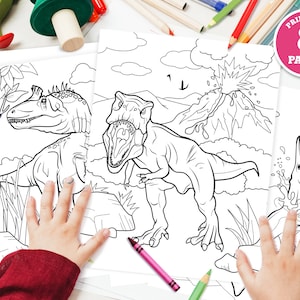 8 Printable Digital Coloring Pages for Kids, Prehistoric Dinosaurs ...