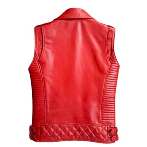 Men's Handmade Stylish Red Leather Vest Biker Leather Vest Jacket Men's ...
