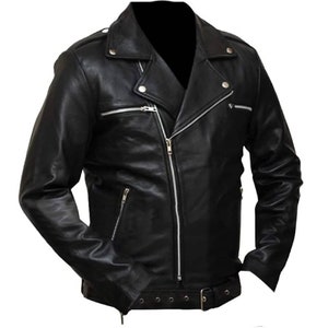 The Walking Dead Negan Inspired Men's Handmade Motorcycle Biker Black ...