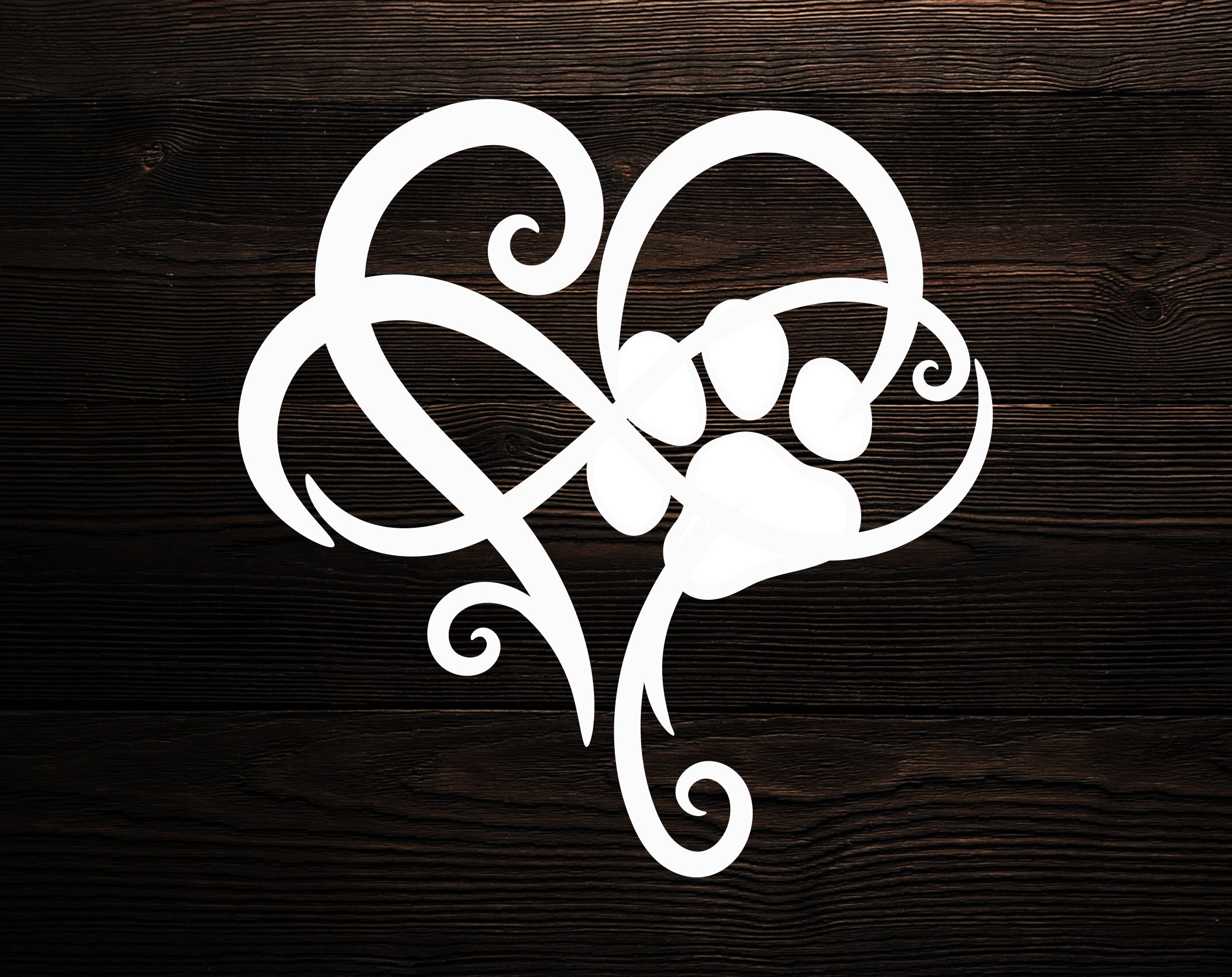 Paw Print Pawprint Heart Infinity Black and White PNG SVG - Etsy