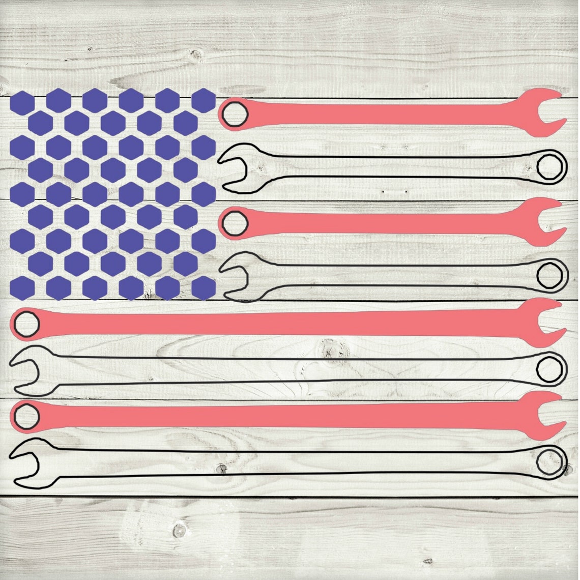 Red White and Blue American Flag Svg, Tool Flag, Bolt & Wrench Flag ...