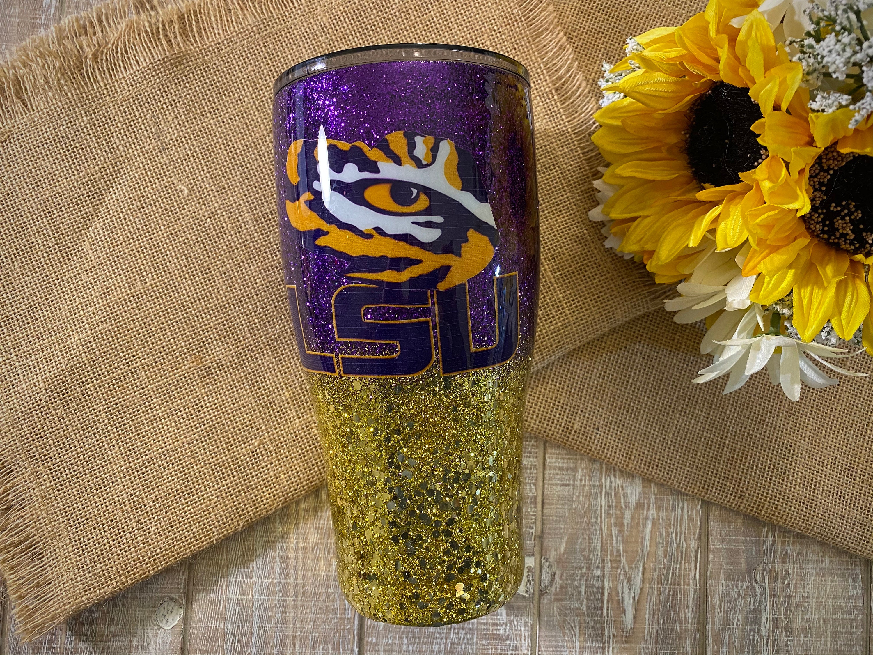 LSU Tigers Tumbler, Custom Mix Fine Glitters, Vinyl and Waterslides ...