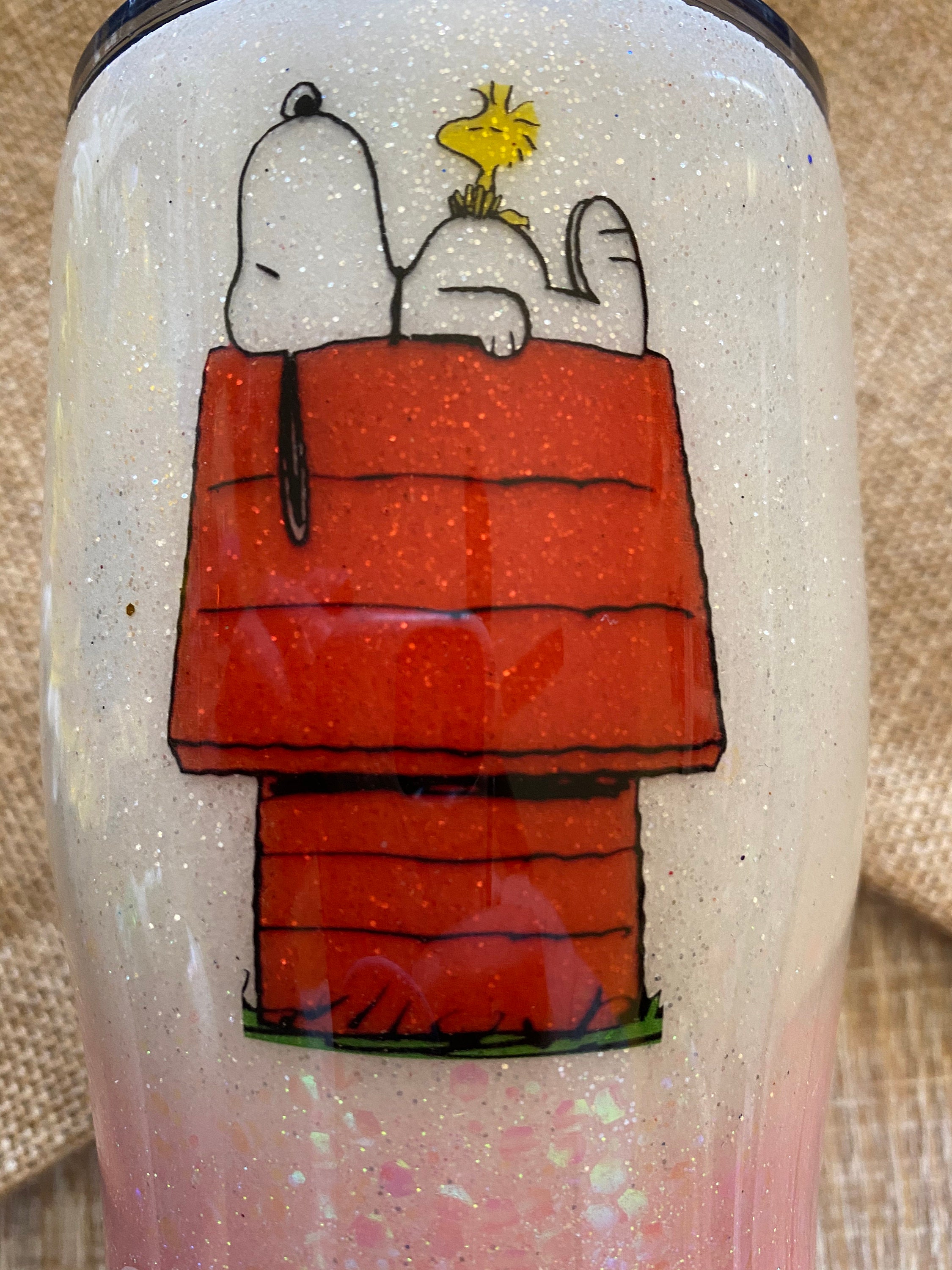 Snoopy Tumbler, Made With Custom Glitter, Waterslides, and Vinyl, Wine ...