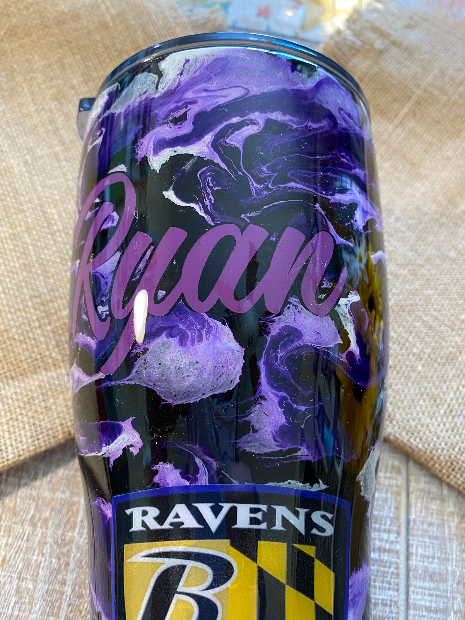 Baltimore Ravens Football Tumbler Made With Alcohol Inks | Etsy