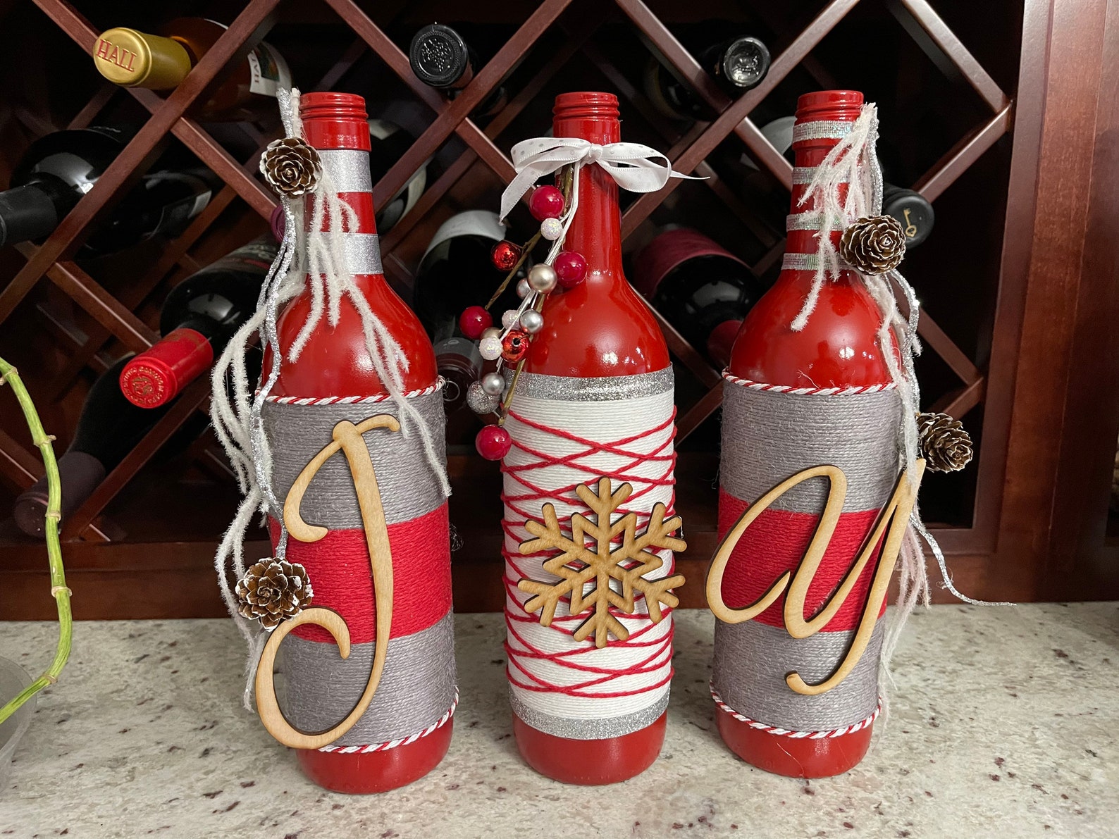 Holiday Wine Bottle Decor - Etsy