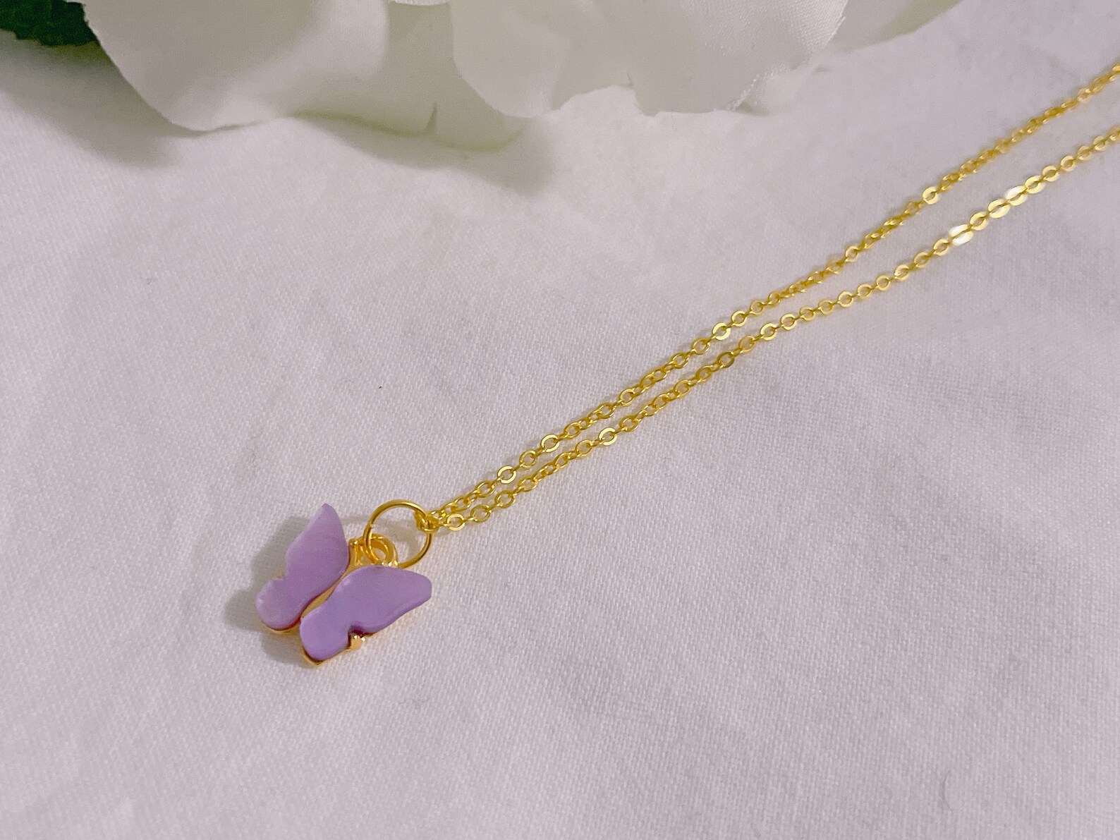 Butterfly Necklace/purple Charm Necklace/gold - Etsy