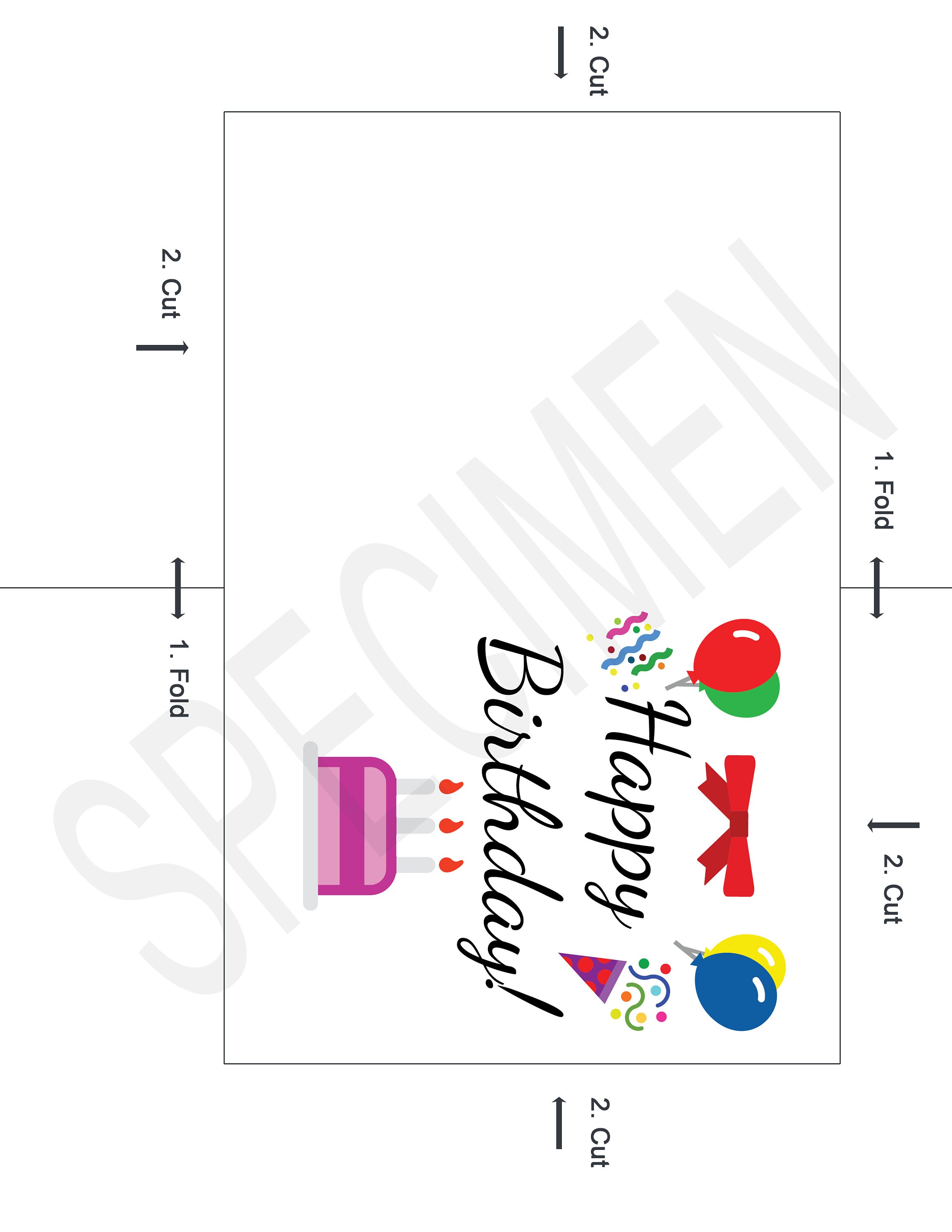 DIGITAL Greeting Card - Birthday - Balloons - Cake - Confetti - Ribbon ...