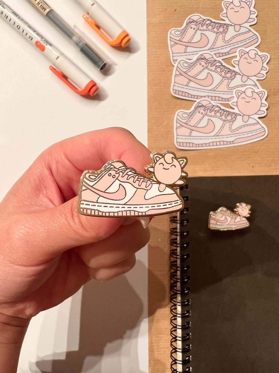Pink Sneaker Enamel Pin || Hard Enamel Pin, Cute Pin, Kawaii Pin, Anime ...