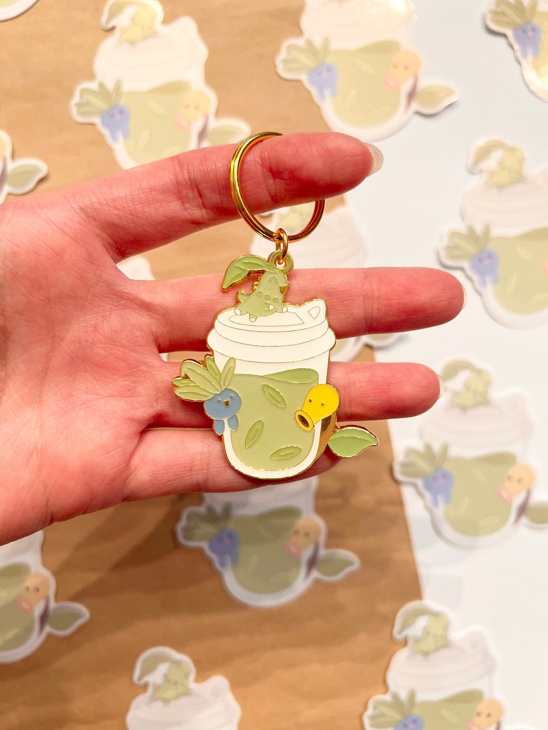 Matcha Keychain || Hard Enamel Pin, Cute Keychain, Kawaii Keychain ...