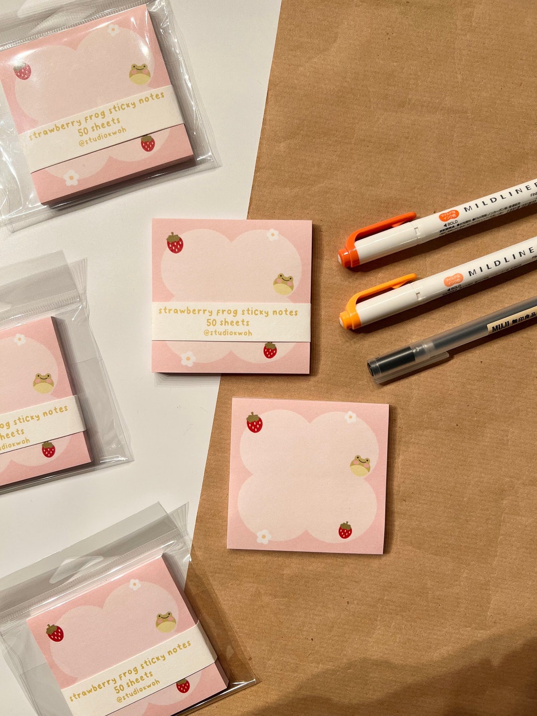 Strawberry Frog Sticky Notes || Stationery, Kawaii Stationery, Memo Pad ...