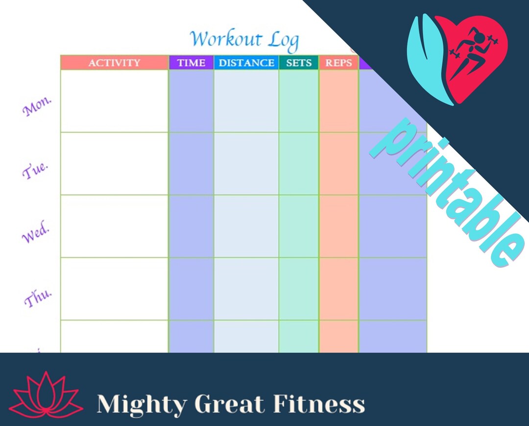 Weekly Workout Log, Printable, Workout Tracker, Accountability, Healthy ...