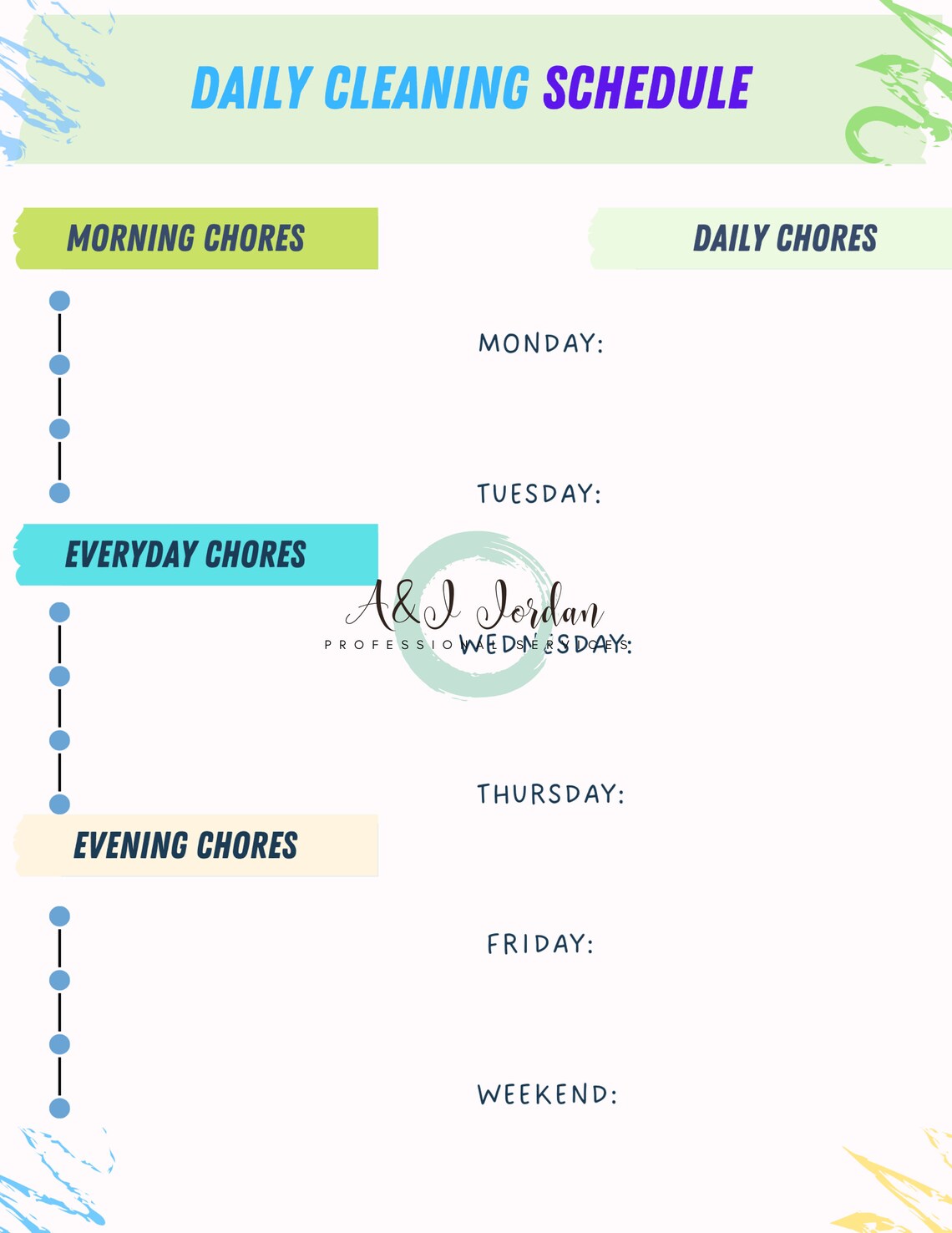 Printable Daily Cleaning List. Chore Chart, Printable Chore Chart ...