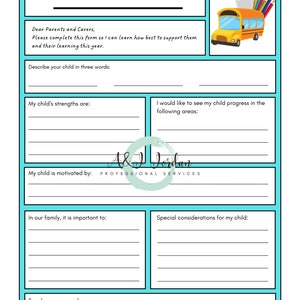 Student Profile List, Template, Printable Student List, Back to School ...
