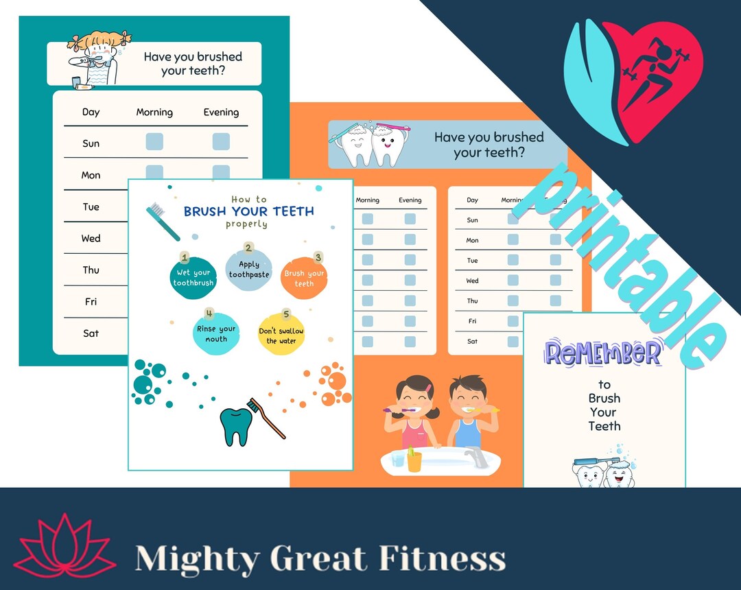 Kids Printable Brush Teeth Bundle, Brushing My Teeth Steps Chart ...