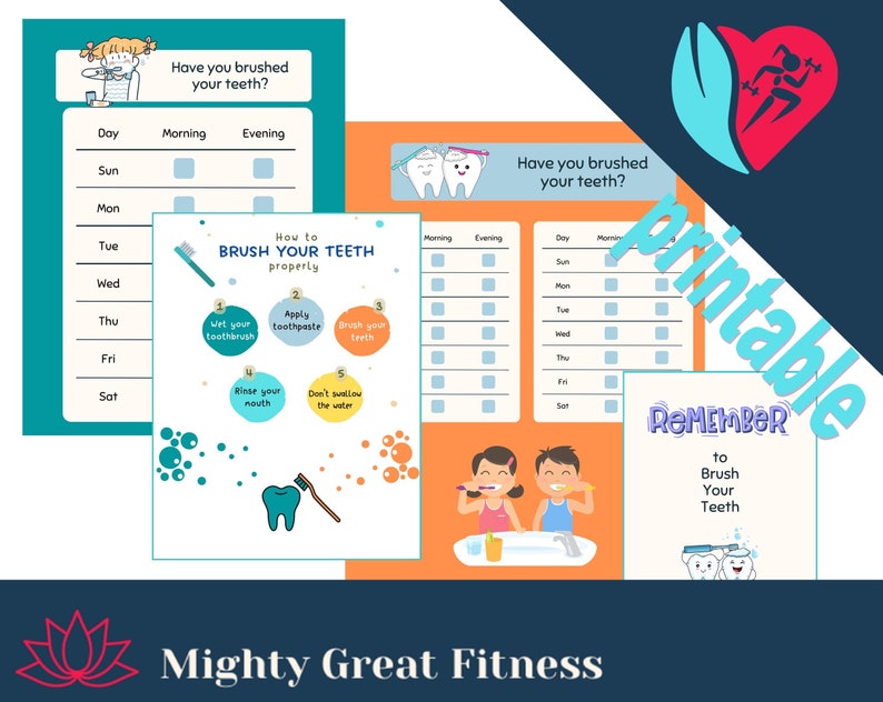 Kids Printable Brush Teeth Bundle, Brushing My Teeth Steps Chart ...
