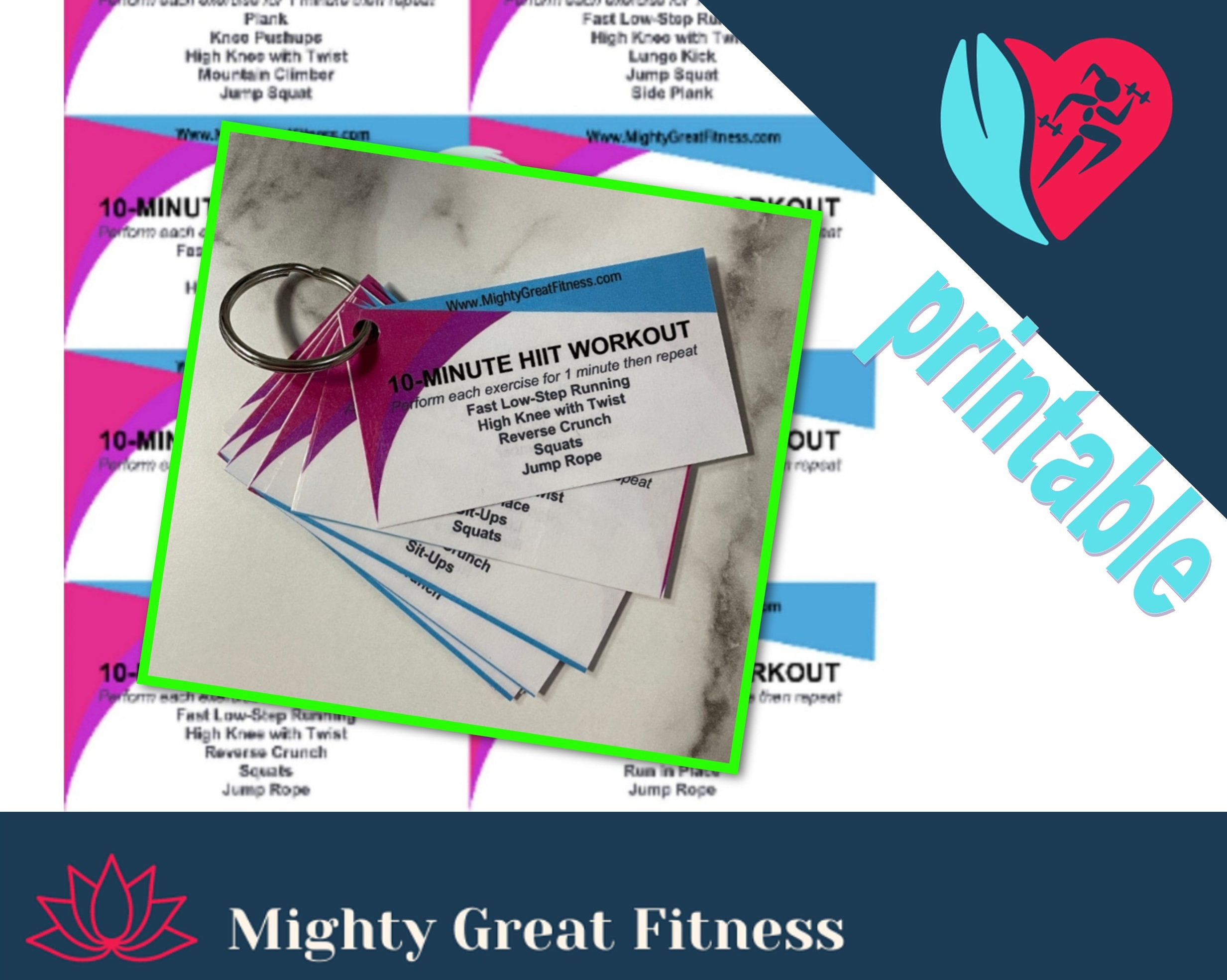 10 Minute HIIT Workout Cards, High Intensity Interval Training ...