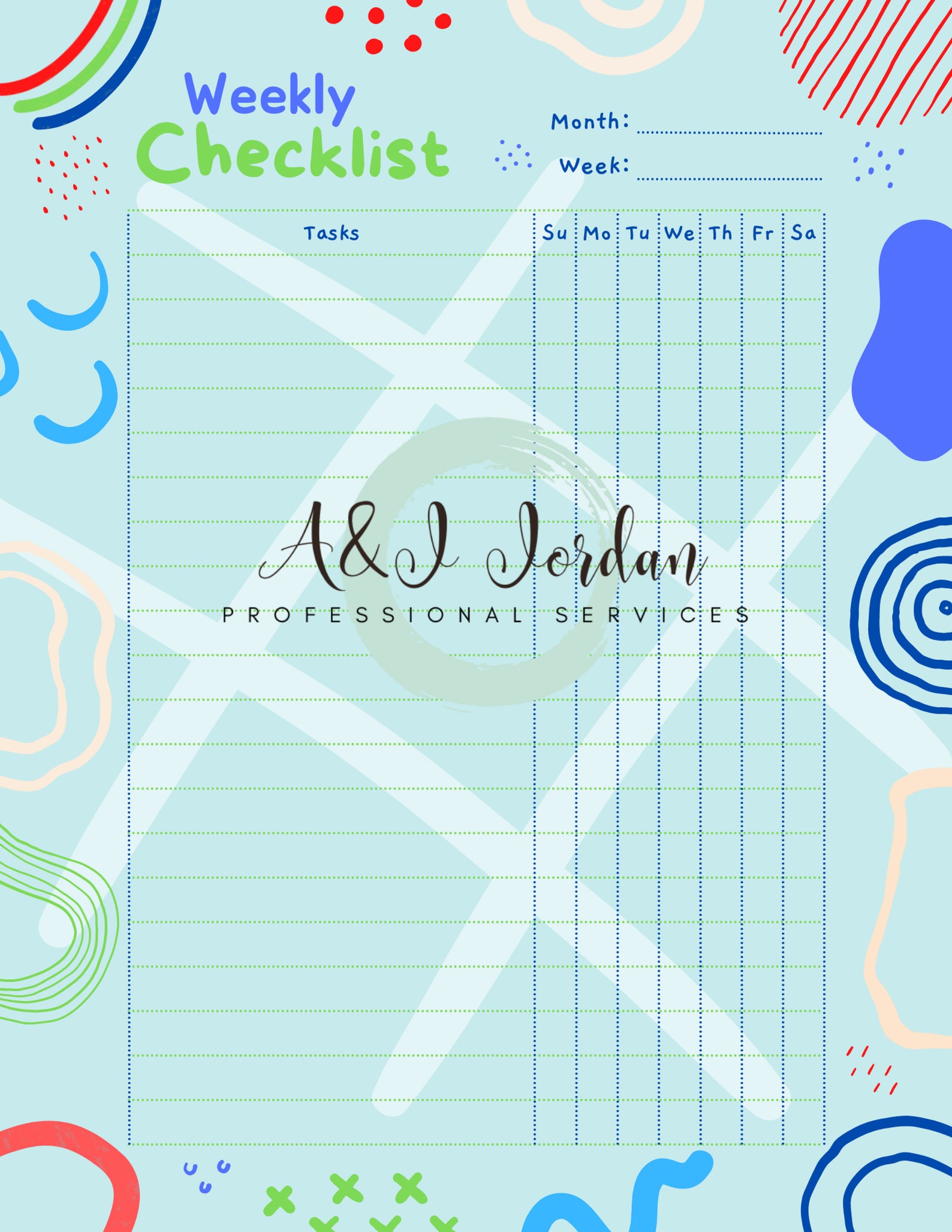 Printable Weekly Checklist for Kids, Printable Weekly Chore Chart, Kids ...