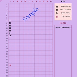 Printable Yearly Period Tracker, Menstrual Cycle, Monthly Periods ...