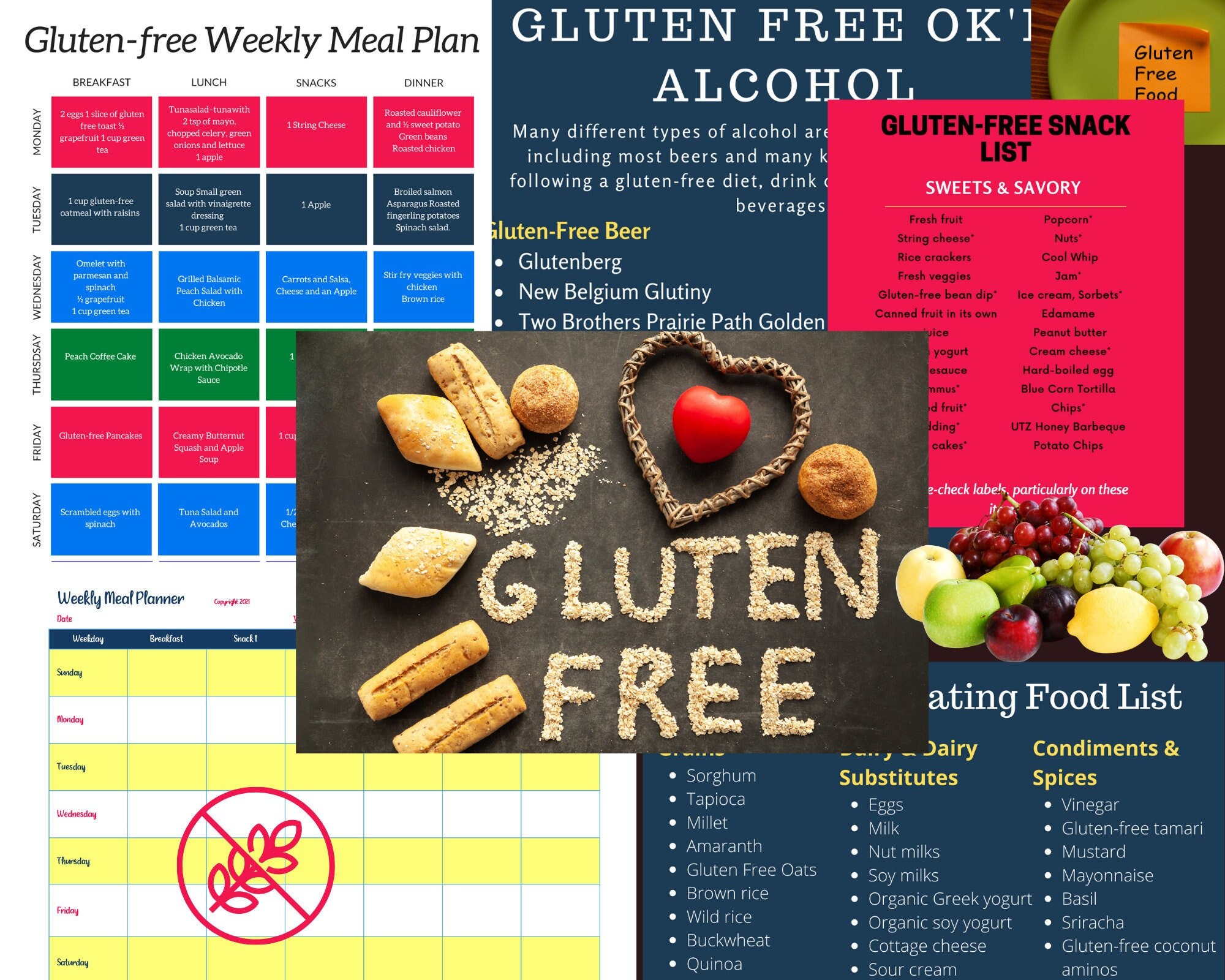 Gluten-free Meal Plan Bundle, Grocery List, Printable, Weekly Menu Plan ...