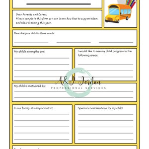 Student Profile List, Template, Printable Student List, Back to School ...