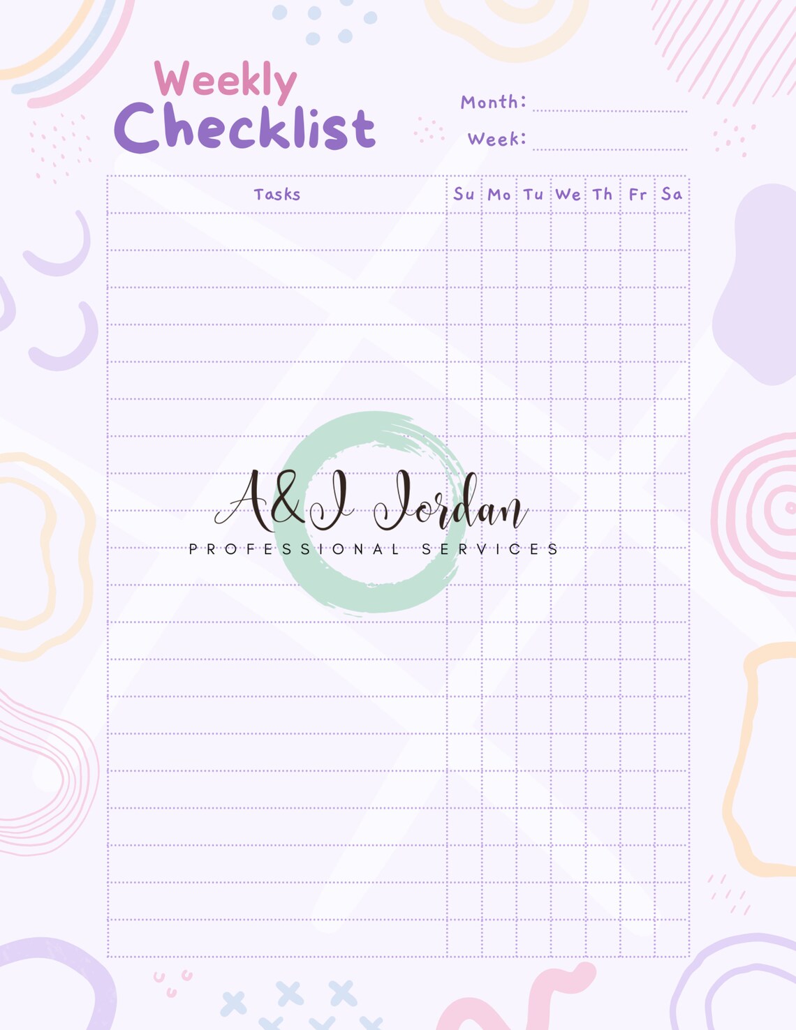 Printable Weekly Checklist for Kids, Printable Weekly Chore Chart, Kids ...