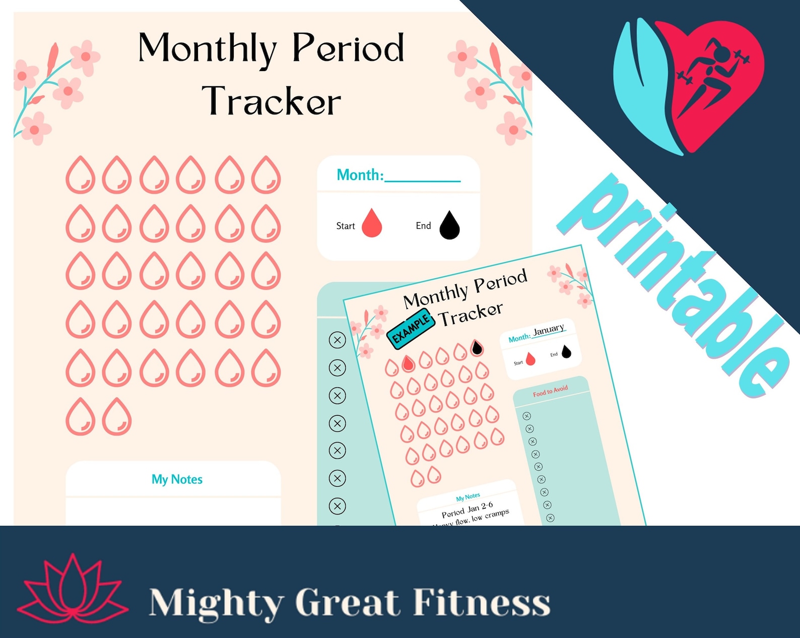 Printable Monthly Period Tracker Menstrual Cycle Monthly - Etsy