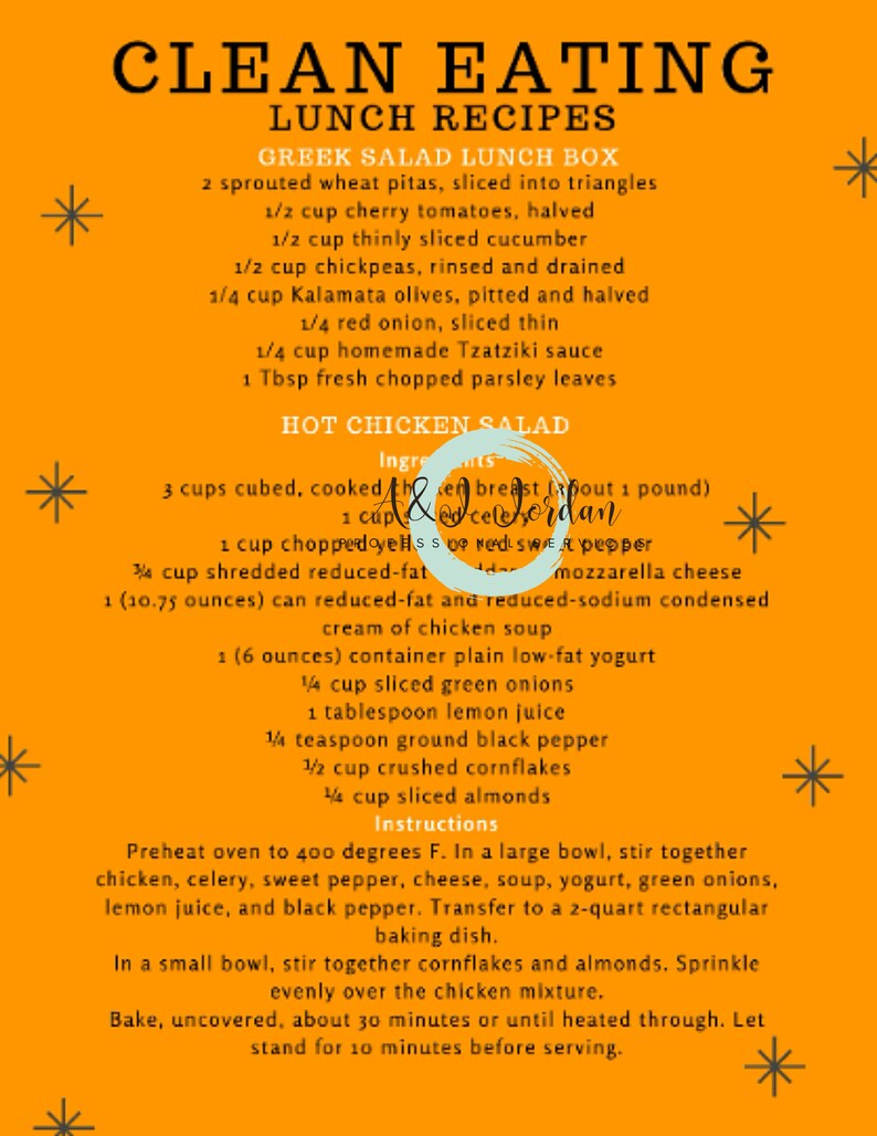 Clean Eating Weekly Meal Planner, Grocery List, Printable, Weekly Menu ...