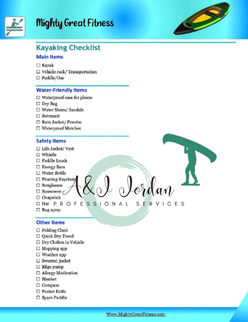 Kayaking Checklist, Outdoor, Preparedness, List, Don't Forget ...