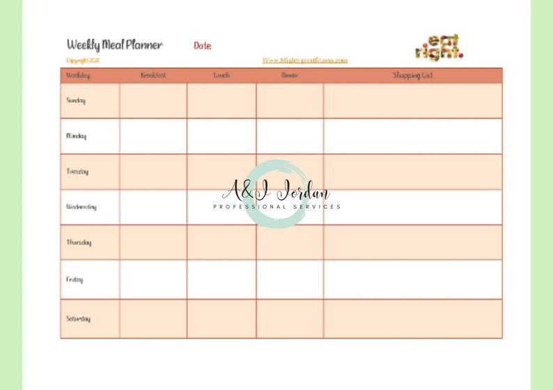 Clean Eating Weekly Meal Planner, Grocery List, Printable, Weekly Menu ...
