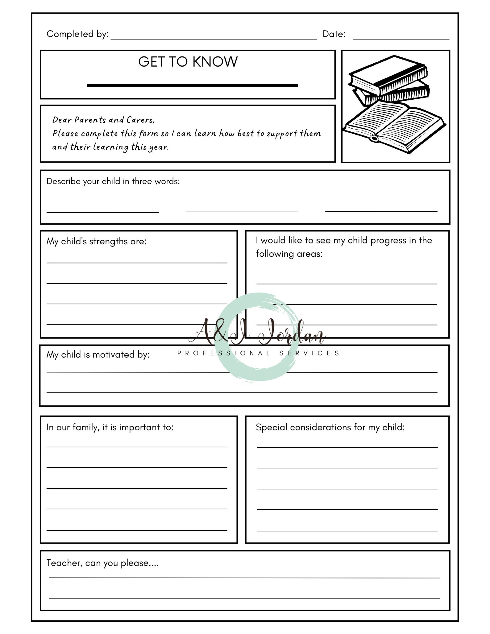 Student Profile List, Template, Printable Student List, Back to School ...